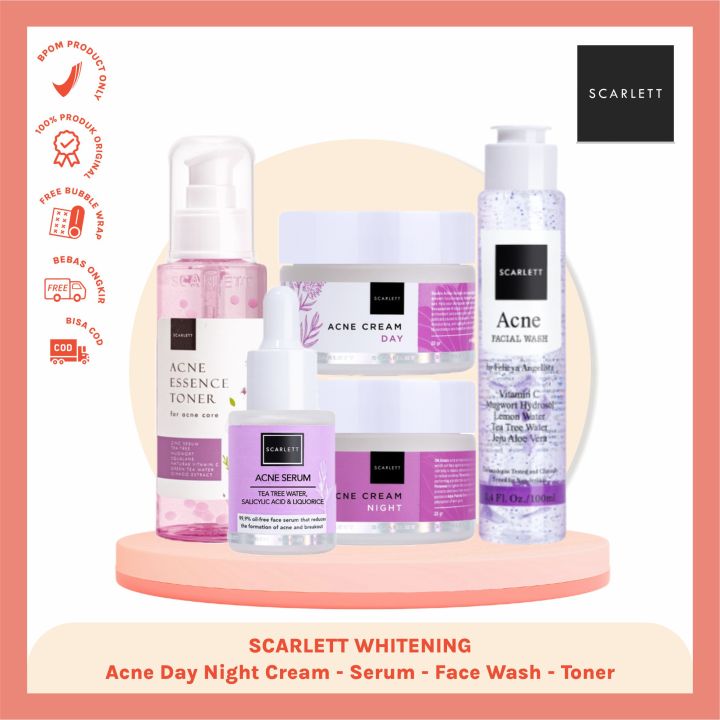 PAKET 5pcs SCARLETT WHITENING ACNE SERIES PAKET 3in1 SCARLET PAKET ...