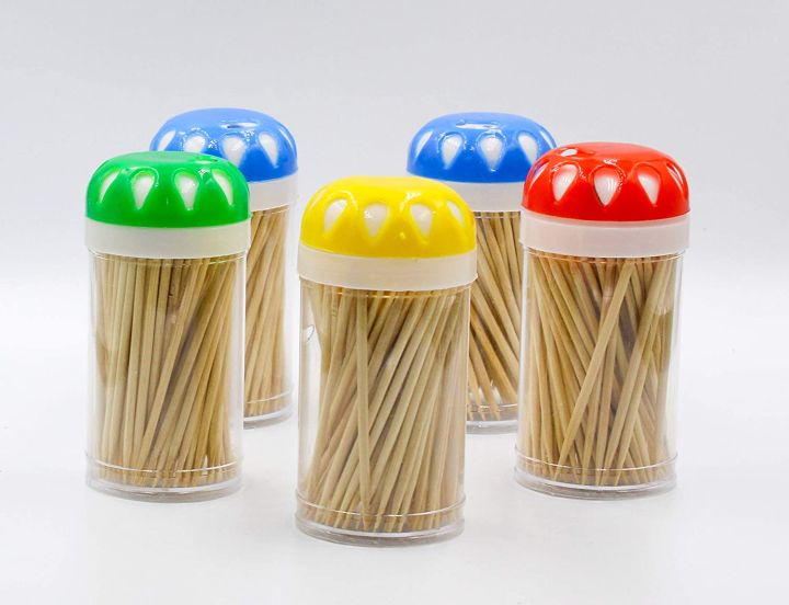 1Tap Bamboo Toothpicks Dual Tip Floss Stick Wooden Toothpick Teeth ...