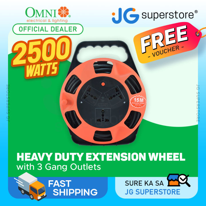OMNI Heavy Duty Extension Wheel - 10m, 15m 2500W 10A 220V with 3 Gang ...