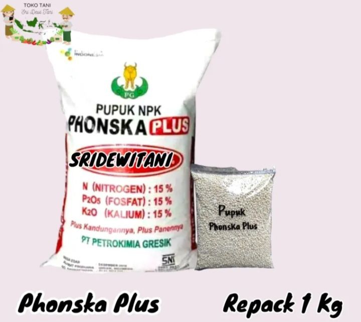 Pupuk NPK PHONSKA PLUS 15 15 15 repack kemasan 1kg Pupuk Poska Masa ...