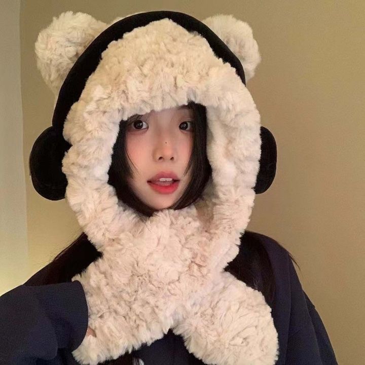 PMO ป้องกันความหนาว หมวกขนนุ่มฤดูหนาว ป้องกันลม การ์ตูน หมวกหมีเล่ยเฟิง ...