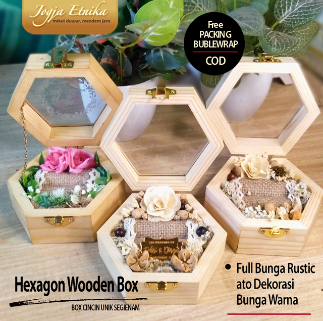 Box Cincin Rustic Kayu Segi Enam Custom Nama | Lazada Indonesia
