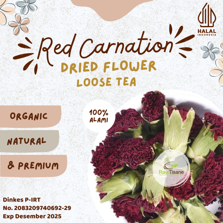 RAW TISANE Red Carnation Flower Tea / Dianthus Caryophyllus / Teh Bunga ...