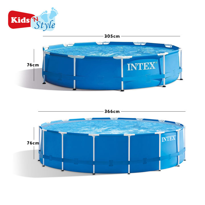 INTEX High Quality Metal Frame Big Family Round Swimming Pool 12ft x 30 ...