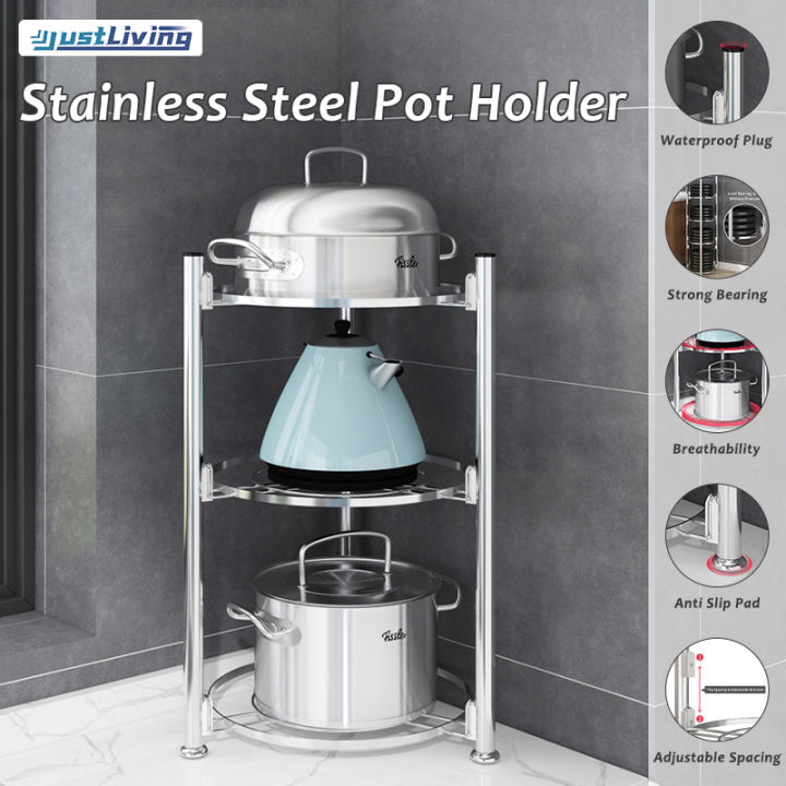 JustLiving Stainless Steel Multifunctional Storage Rack Under Sink ...