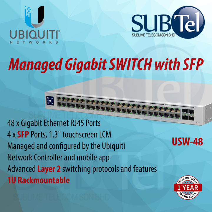 Ubiquiti USW-48 48-Port Managed Gigabit Switch with SFP 1U Rackmount 48 Port UBNT Network USW ...
