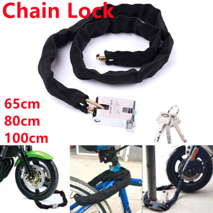 65cm/80cm/100cm Padlock Bike Motorcycle Motorbike Iron Chain Locks ...