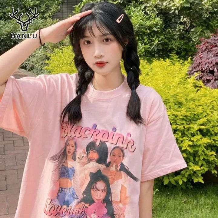 Hanlu BLACKPINK Park Chae-Young Rose The Fame เสื้อยืดแขนสั้นความรักสี ...