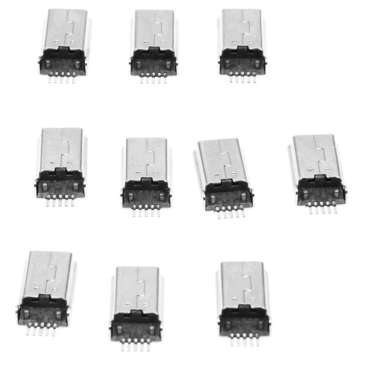 (HFYD) 10 Pcs Mini USB Type B Plug Male 180 Degree 5-Pin SMD SMT Solder ...
