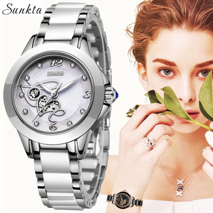 SUNKTA 2021 Fashion Watch For Women Diamond Surface Wristwatch Girl ...