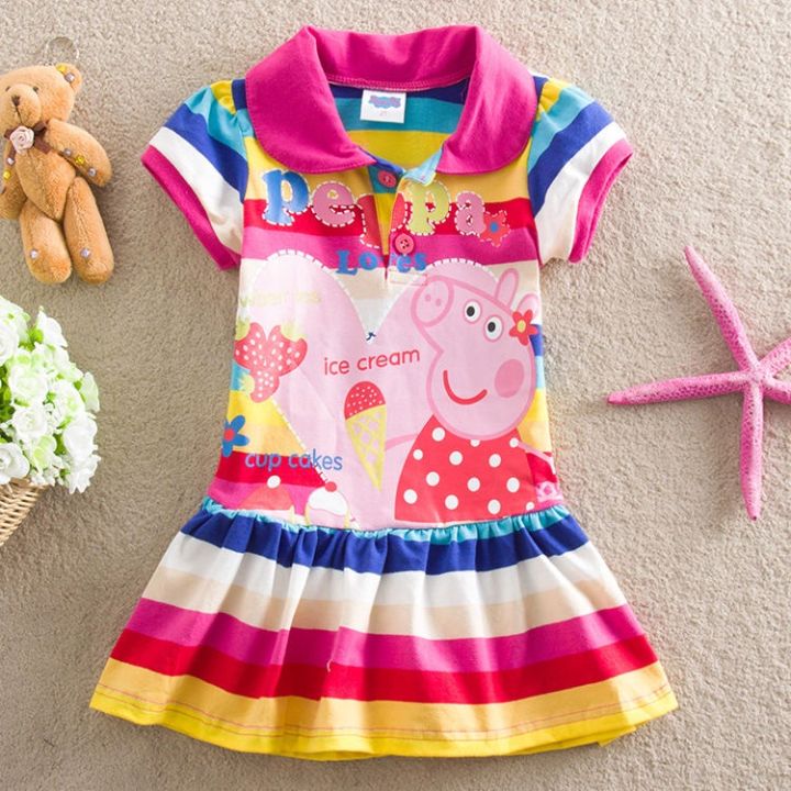 【in stock】 Peppa Pig dress Cartoon Embroidery High Quality Girls 1-6 ...