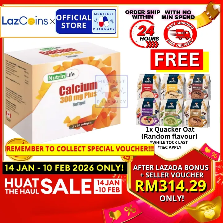 NutrinLife Nutrin Life Calcium 300mg Plus Softgel (2 x 60'S 60's) [With ...
