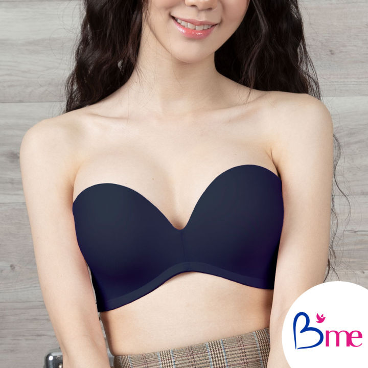 B'me (BE-U Collection) เสื้อชั้นในดันทรงไร้โครงถอดสายได้ รุ่น ME1701 สีกรม, ชมพู, ครีม, นู๊ด, ดำ ...