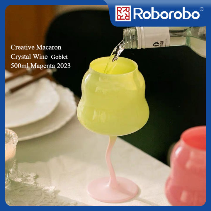 Roborobo Creative Macaron Crystal Goblet Wine Glass Champagne Glassware 500ml Magenta 2023 ...