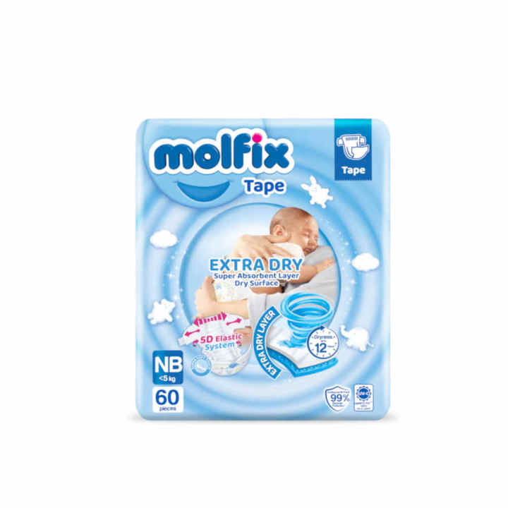 Molfix Extra Dry Super Tape Diaper Jumbo Pack (NB60) | Lazada