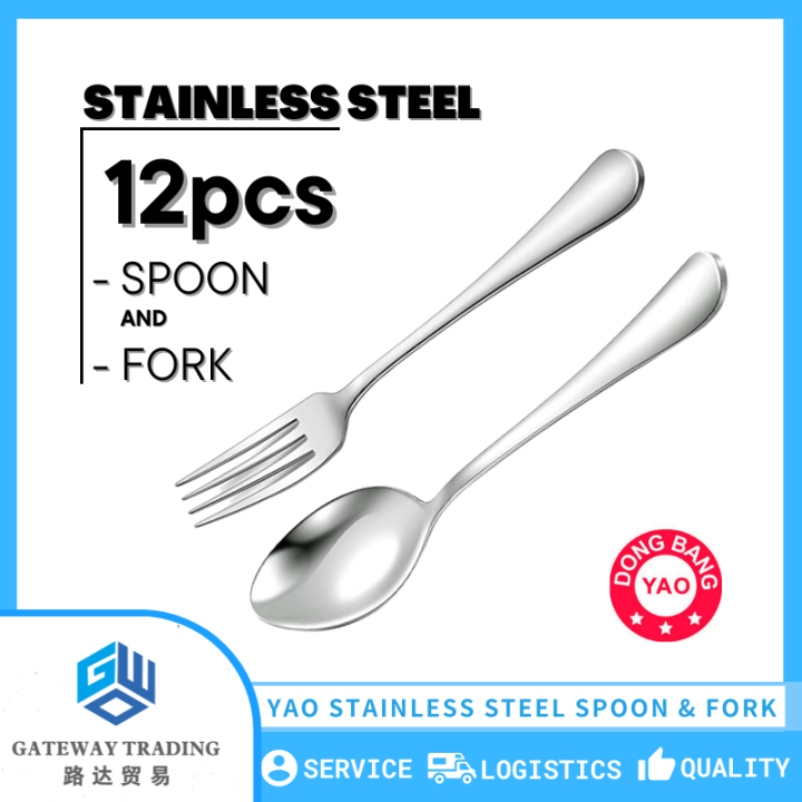 Stainless Steel Spoon & Fork Set 12pcs – Cutlery Utensils for Dining ...