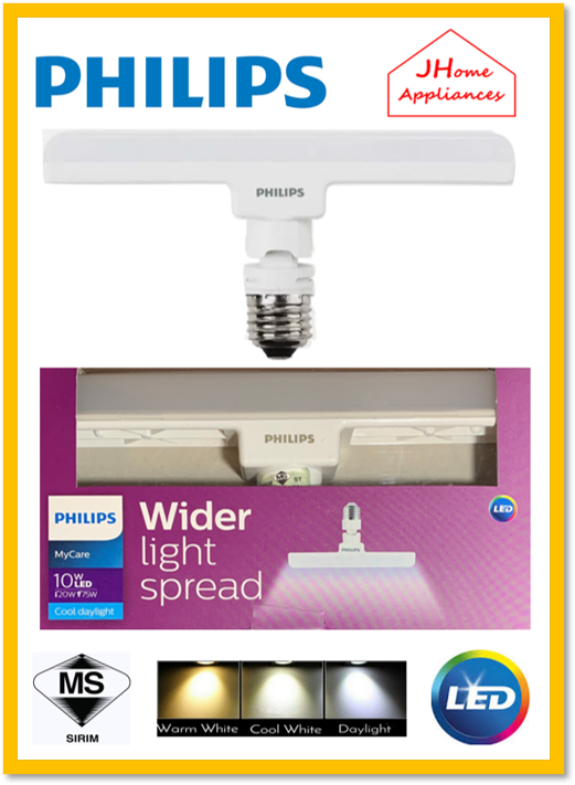 PHILIPS LED T-BULB STELLAR BRIGHT 10W (COOL DAYLIGHT 6500K / WARM WHITE ...