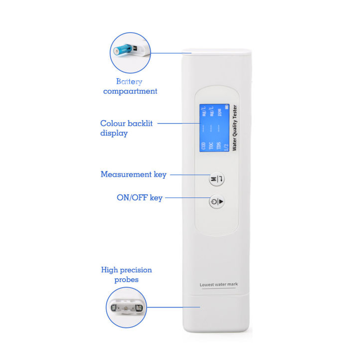 6 in 1 Water Quality Meter Digital TDS COD TOC Meter for Tap Water for ...