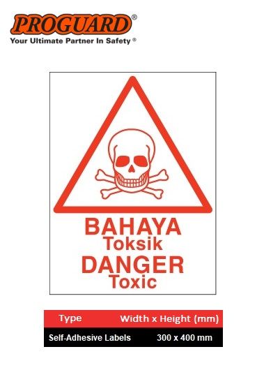 "Danger Toxic" Bahaya Danger Chemical Hazardous Sticker Label Safety ...