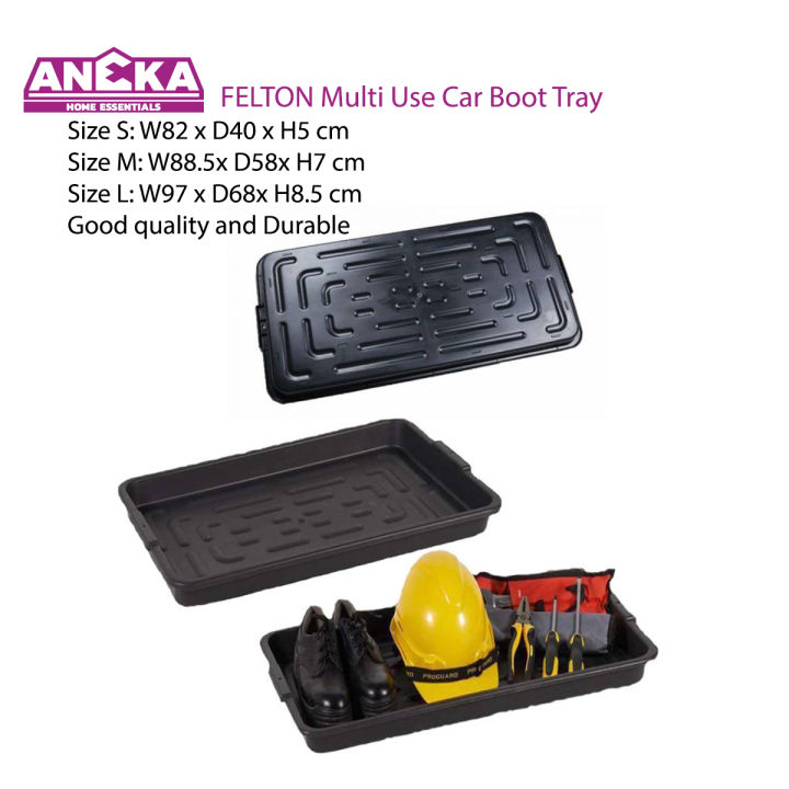 FELTON Multi Use Car Boot Tray S M L Plastic Multipurpose Wet and Dry ...