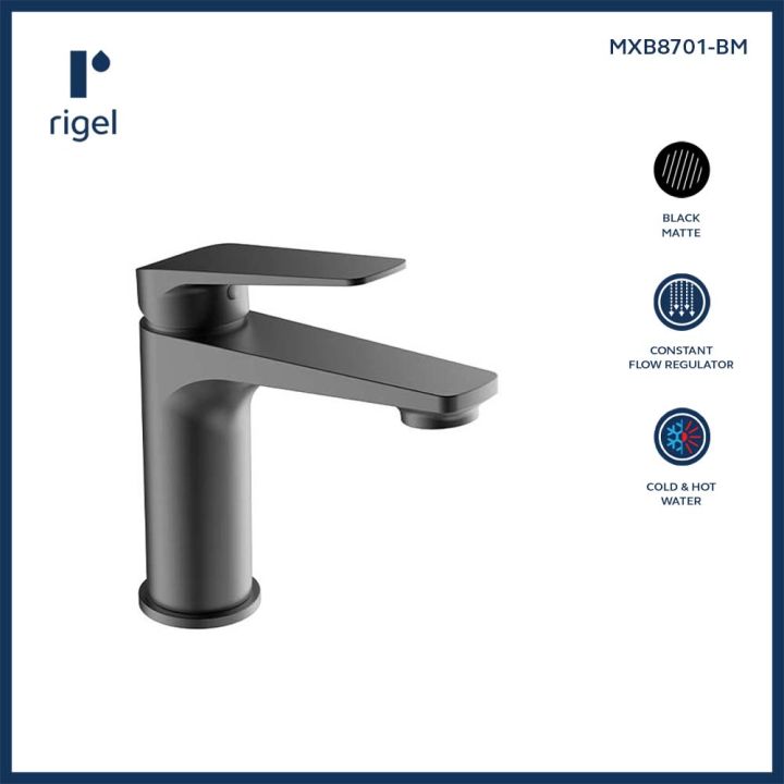 RIGEL Bathroom Black Matte Deck Mounted Basin Mixer Tap MXB8701-BM | Lazada