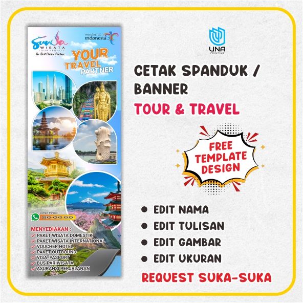 Cetak Banner / Spanduk Tour and Travel Wisata Bisa Custom Ukuran ...