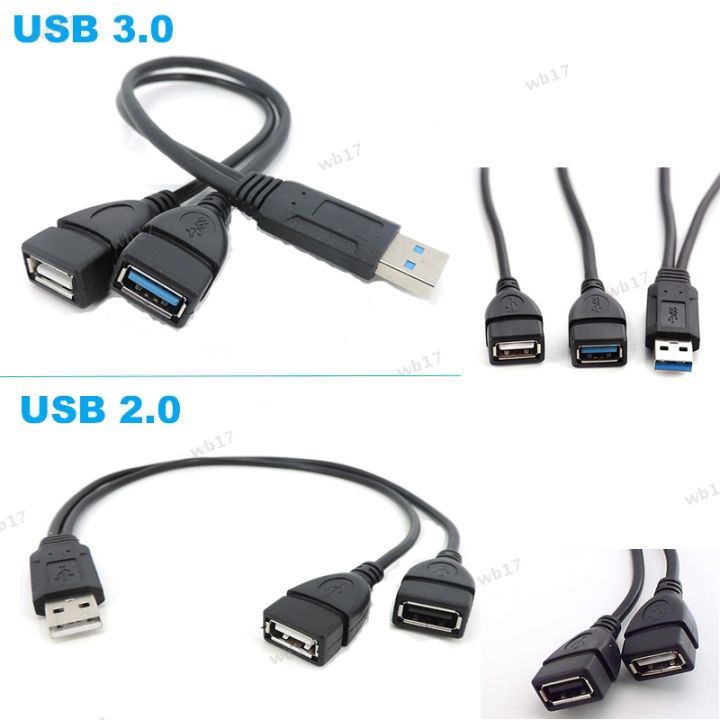 USB2.0 Male to 2Dual USB Female splitter Double USB 2.0 3.0 Extension A ...