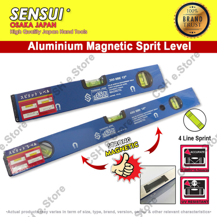 Sensui Heavy Duty Aluminium Spirit Level Magnet Base Level Ruler 300mm ...