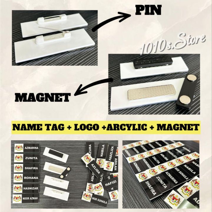 Nametag pin/Nametag Magnet/Tag Nama Sekolah/Tag nama Guru/Tag Nama ...