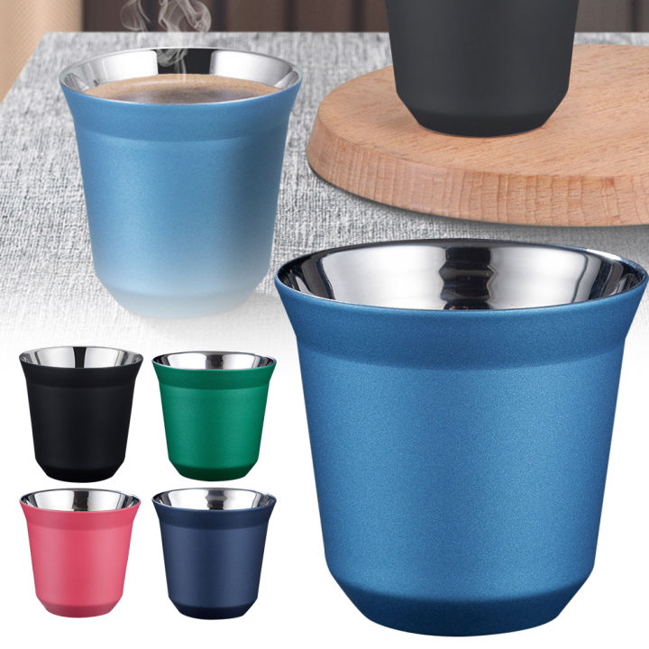 80mL Double Wall Stainless Steel Espresso Cup Insulation for Nespresso ...