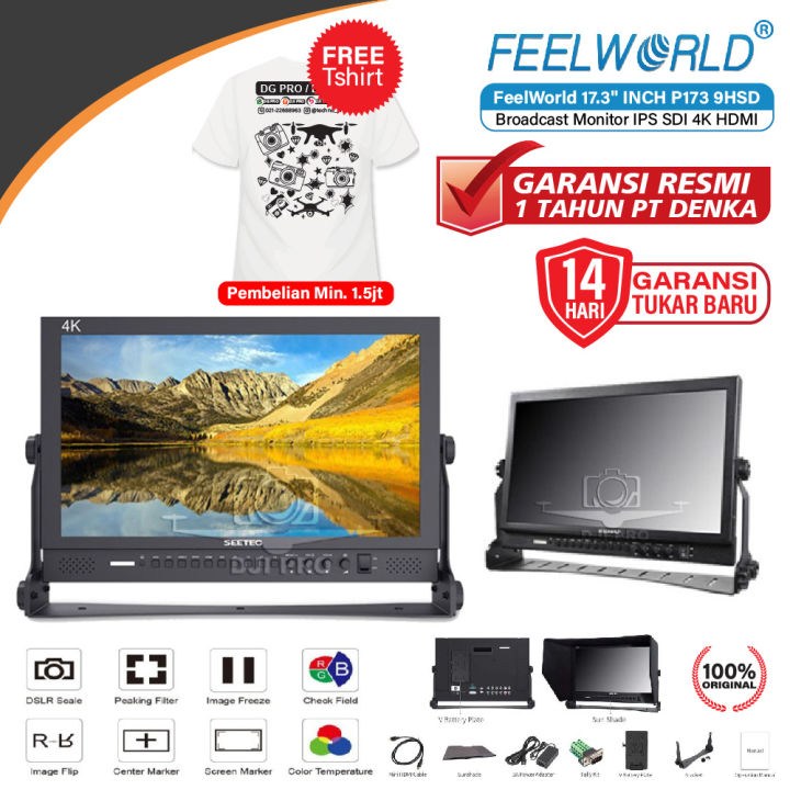 FeelWorld 17.3 INCH P173 9HSD Broadcast Monitor IPS SDI 4K RESMI ...