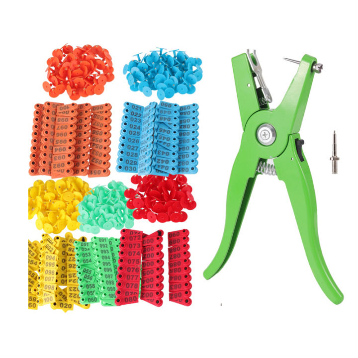 1 Set Pig Ear Tag Applicator Installer Plier+100Pcs Livestock Goat ...
