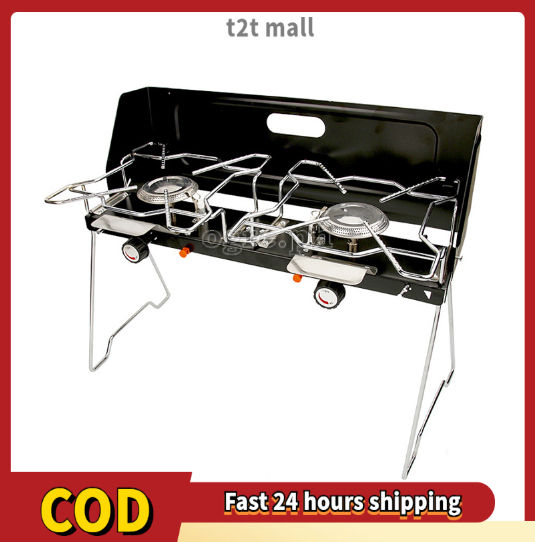 Portable 2-Burner Butane Stove with Folding Lid and Stand | Lazada PH