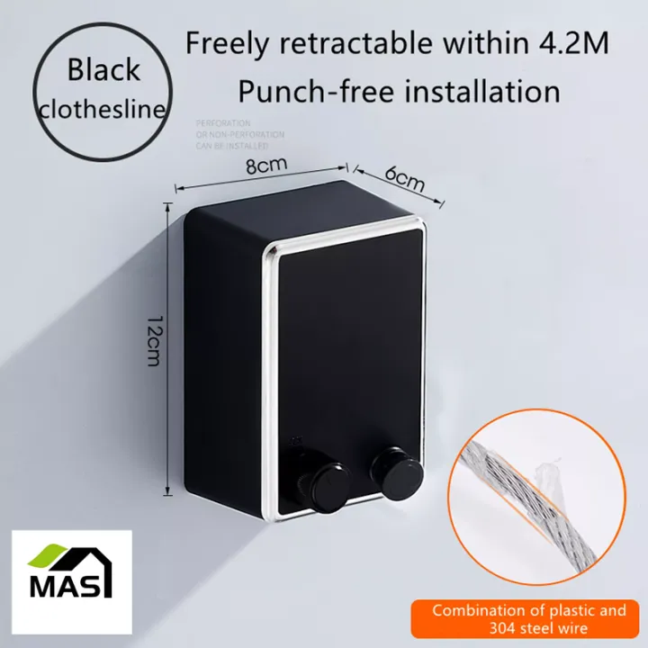 MAS GOODS Telescopic Clothesline Indoor Outdoor Balcony Stainless Steel ...