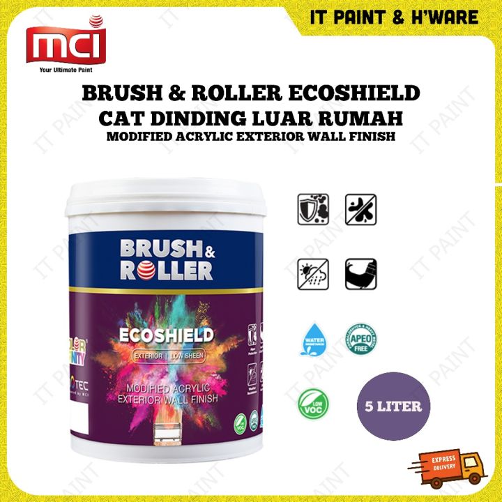 5 LITER MCI B&R ECO SHIELD EXTERIOR WALL PAINT WARNA PUTIH CAT RUMAH 5 LITER | Lazada