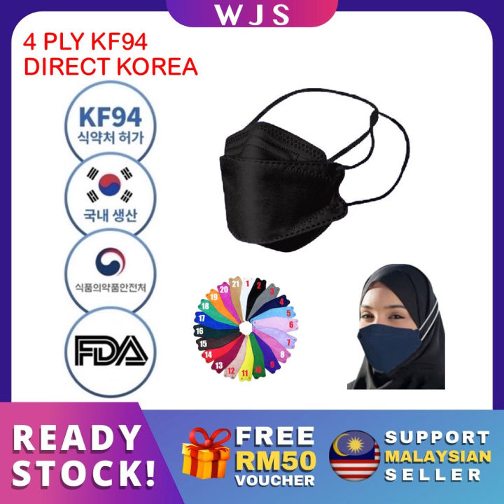 (10 IN A SET) WJS Premium Sealed Tight Korean KF94 Hijab Headloop Face ...