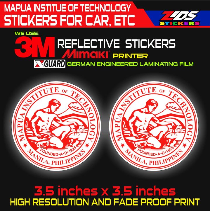 mapua university logo 3M reflective printed laminated sticker for cars ...