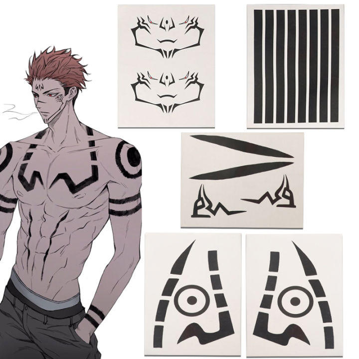 อะนิเมะ Jujutsu Kaisen Ryomen Sukuna Full Body Tattoo คอสเพลย์สติกเกอร์ ...