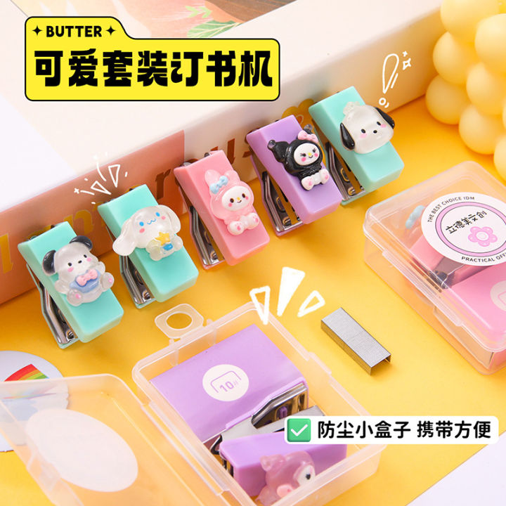 Cute Sanrio Cinnamon Kuromi Cartoon Mini stapler set Student Small ...
