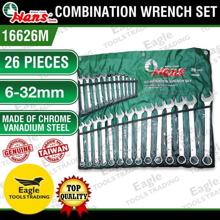 Hans Combination Wrench Set 26 pieces 6-32mm 16626M | dual wrench end ...