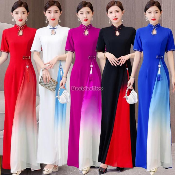 Jodie Chinese Cheongsam Dress Women Elegant Party Dress Ao Dai Vietnam ...