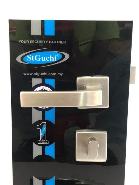 St Guchi Stainless Steel SUS304 Lever Handle Wooden Door Set With ...