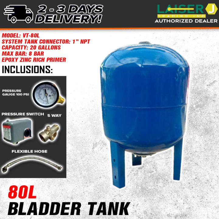 Vertical Bladder Tank 20 Gallons 80 Liters w/ Accessories | Lazada PH