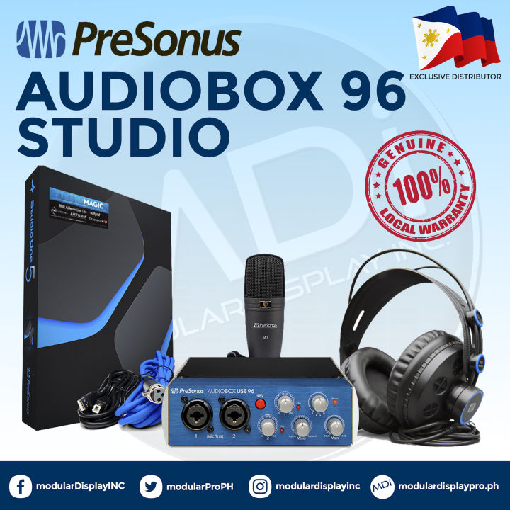 PreSonus AudioBox 96 Studio Hardware and Software Recording Bundle, USB ...