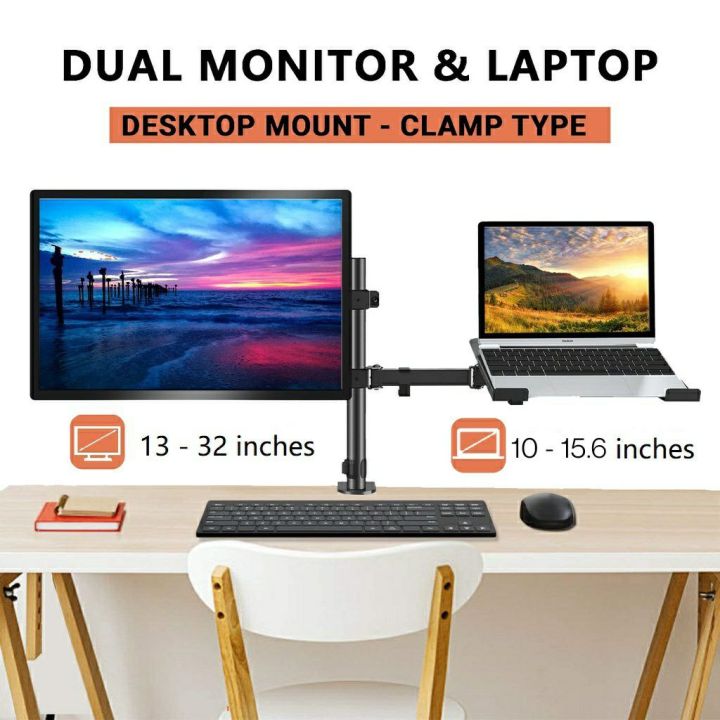 [Lowest price] Dual Arm Bracket Monitor Mount BRACKET C-Clamp-Including ...
