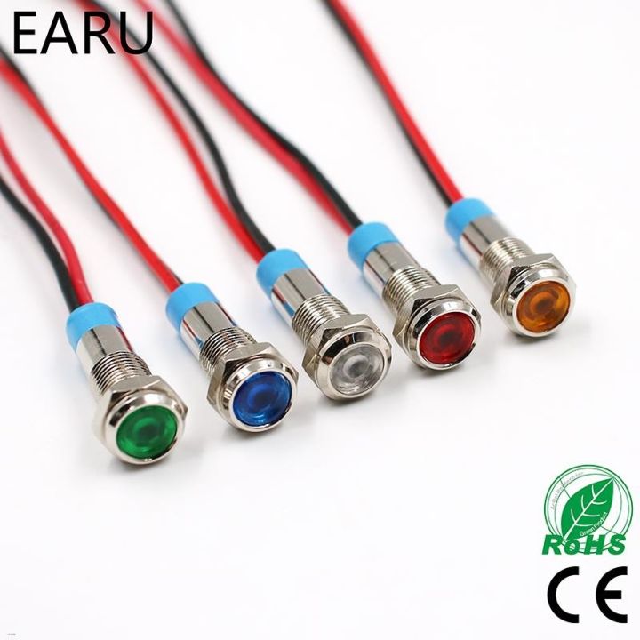 6mm LED Metal Indicator Light Waterproof Signal Lamp 3V 5V 6V 9V 12V 24V 110V 220v Red Yellow ...