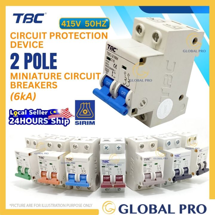 SIRIM TBC 2 POLE MCB Double Pole Miniature Circuit Breaker MCB DIN Rail Mount Circuit Breaker ...