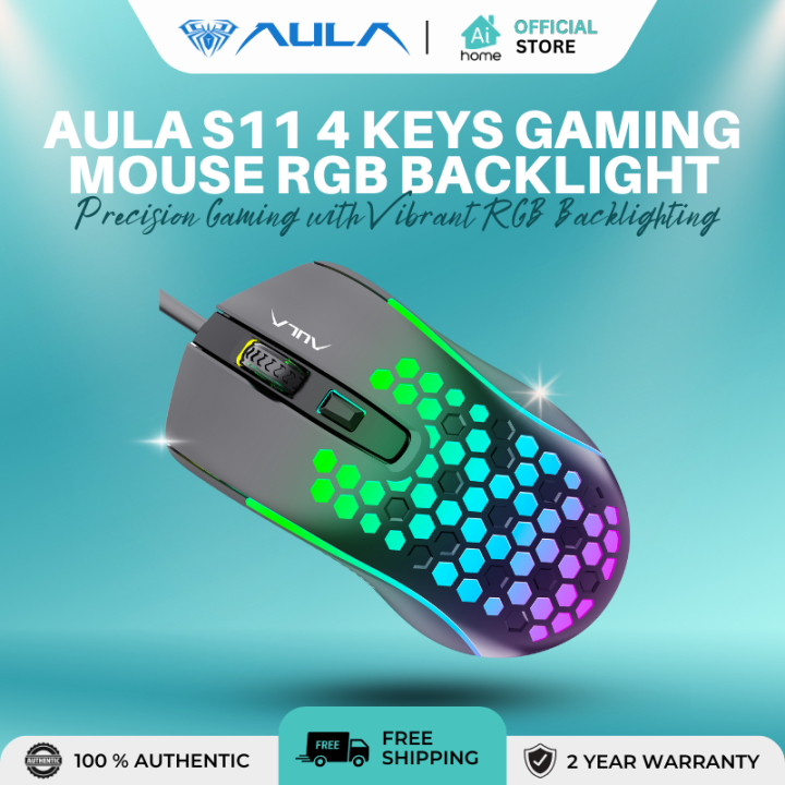 AULA S11 Wired Gaming Mouse Ultra-Lightweight Honeycomb Design RGB ...