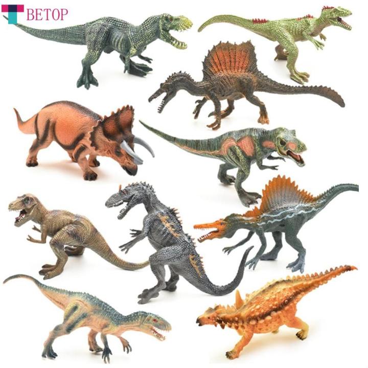Teabelle 2/4pcs Solid Dinosaur Model Set Kids Tyrannosaurus Triceratops ...
