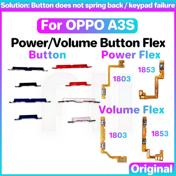 For OPPO A3S Power volume button flex Side key Switch ON OFF Key Mute control Button Ribbon Flex ...